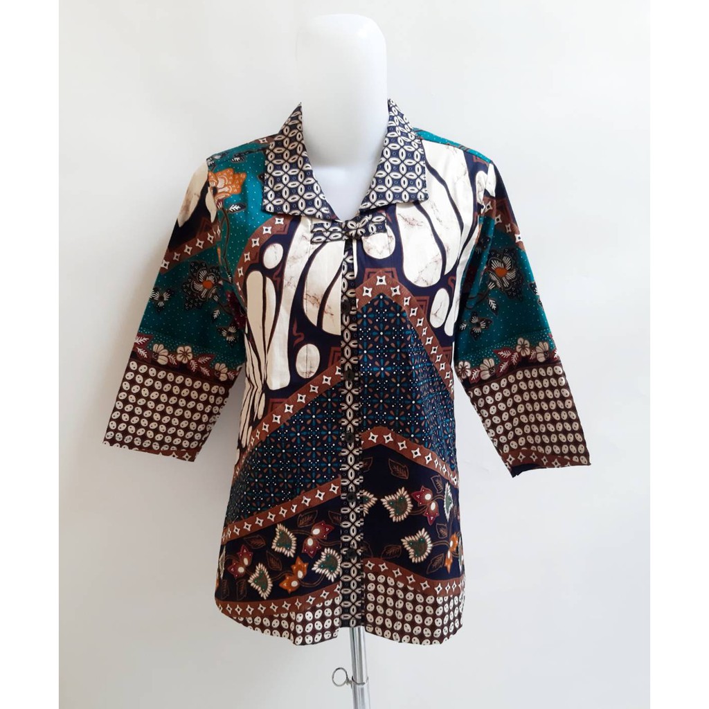 Jual BAJU ATASAN BATIK PREMIUM BATIK KERAH MODEL ROMPI BLOUSE BATIK ...