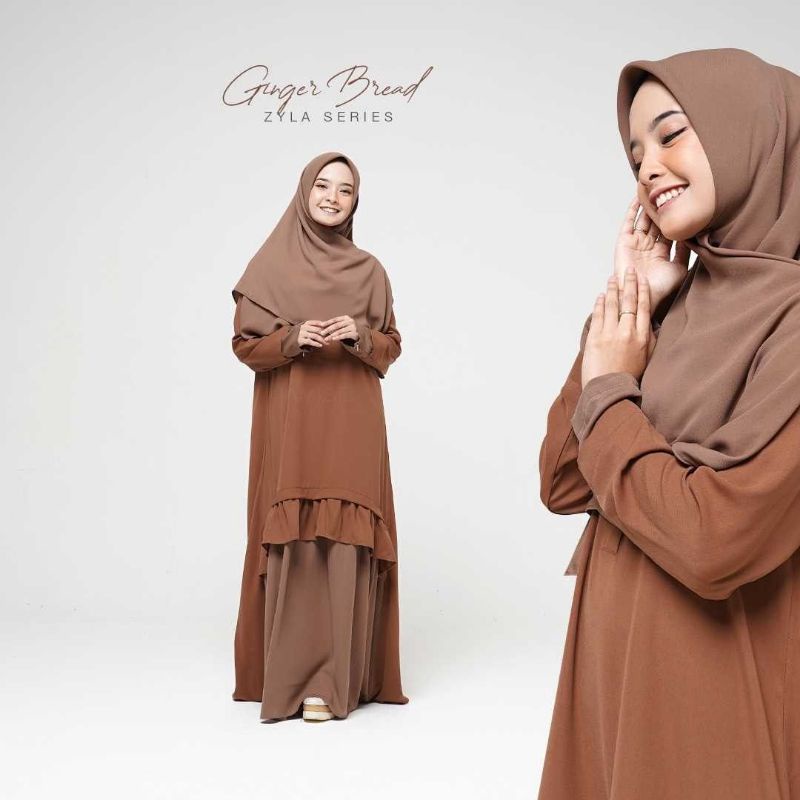 Jual Set Gamis+Khimar Syari | Zyla series - Ginger Bread | Jamise Syari ...