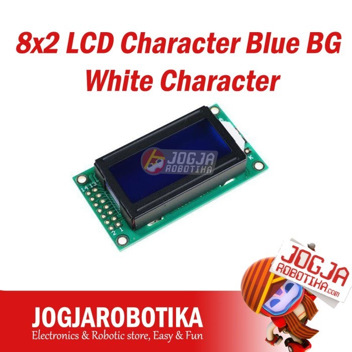 Jual LCD 8x2 0802 Character Blue Background White Character LCD 08x02 Biru | Shopee Indonesia