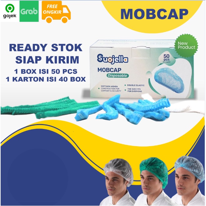 Jual Mobcap Suojella Hairnet Nursecap RESMI KEMENKES RI Penutup Rambut Kepala 1 Box 50 PCS ...