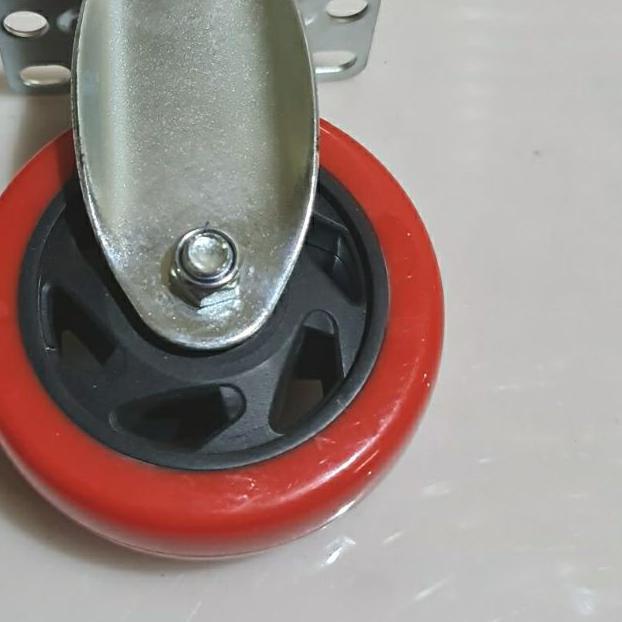 Jual Roda Troley Pu merah 4 inch Fixed ( mati ) | Shopee Indonesia