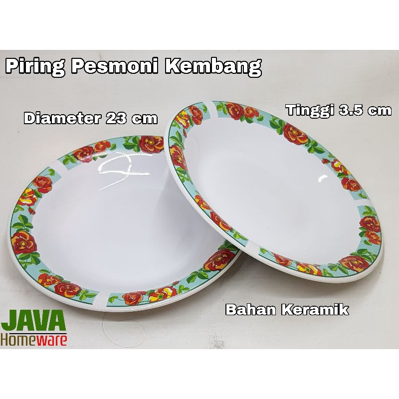 Jual PIRING MAKAN KERAMIK BUNGA DAUN DIAMETER 23 CM (6 biji) | PIRING ...