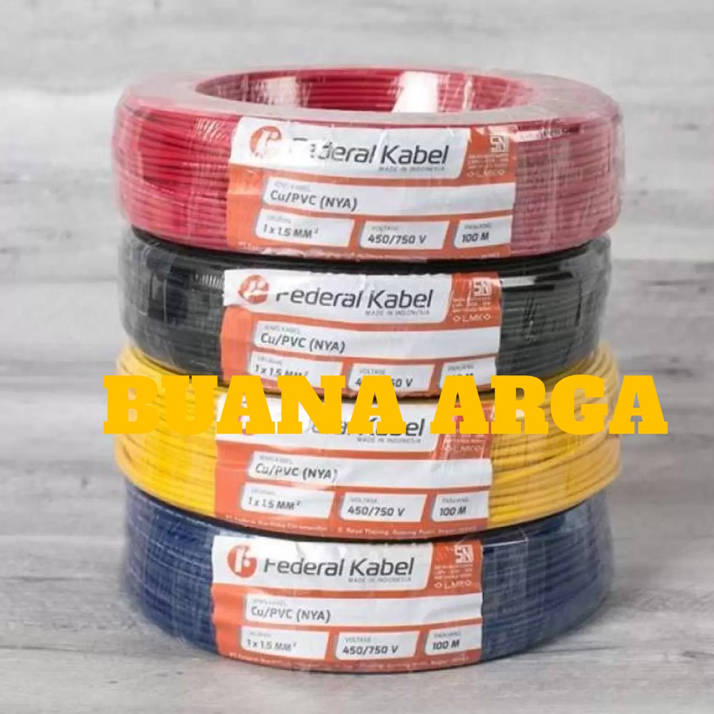 Jual Kabel NYAF 1 x 0.5mm - 12 varian warna / FEDERAL Serabut | Shopee Indonesia