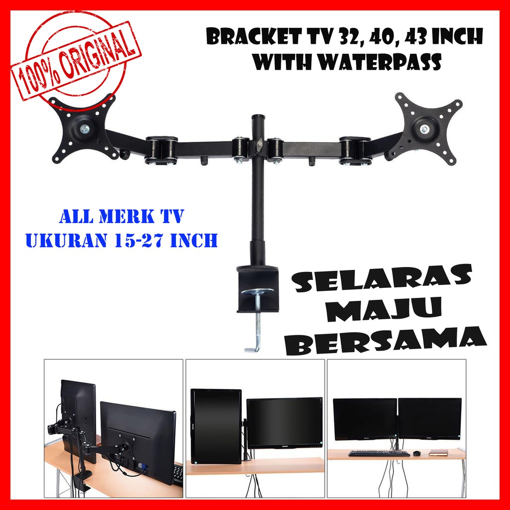 Jual Bracket Braket TV LED LCD Monitor Dual 15 - 27 Inch / Breket TV ...