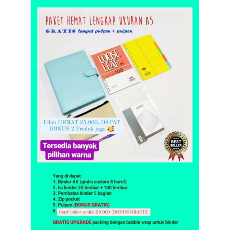 Jual PAKET LENGKAP DAPAT 6 PRODUK BINDER A5/B5 / BINDER KULIT / BUKU ...