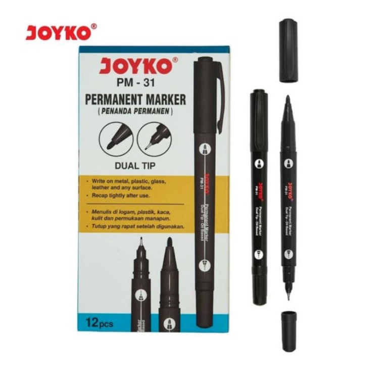 Jual PERMANENT MARKER | SPIDOL PERMANEN JOYKO PM-31 DUAL TIP HITAM ...
