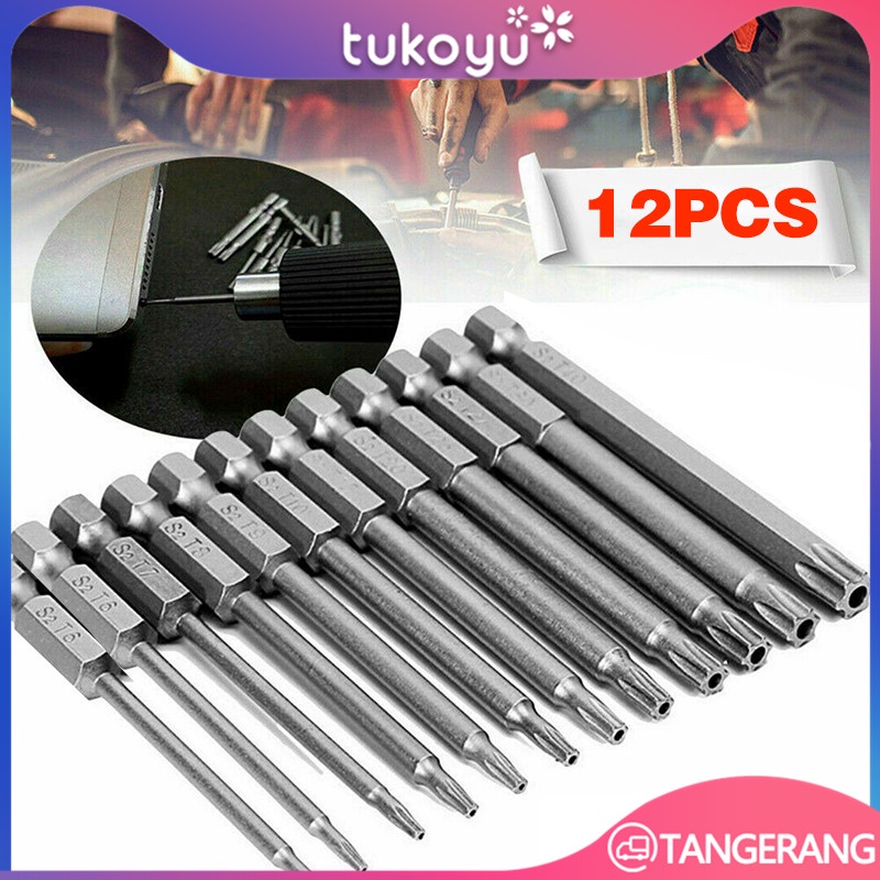 Jual 【12 PCS】Mata Obeng Hex Shank/Torx head Screw Driver Bits Set/Mata ...