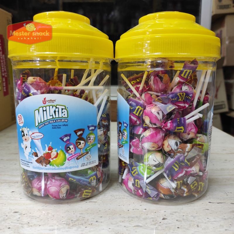 Jual Permen Milkita Lollipop Toples (1 toples isi 50 pcs) | Shopee Indonesia
