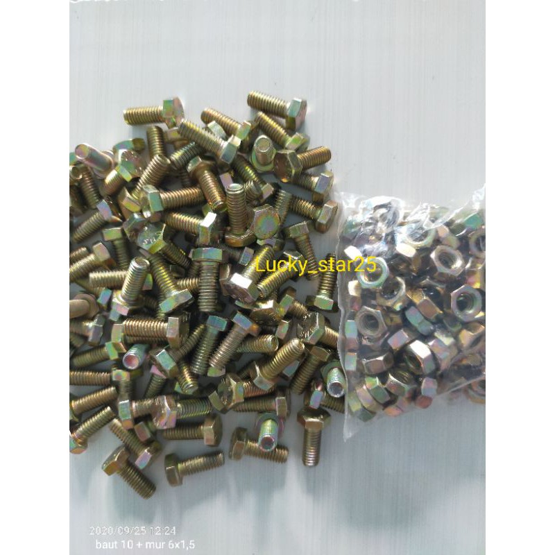 Jual Baut 10 + Mur 6mm x 1.5cm Isi 100 Pcs | Shopee Indonesia