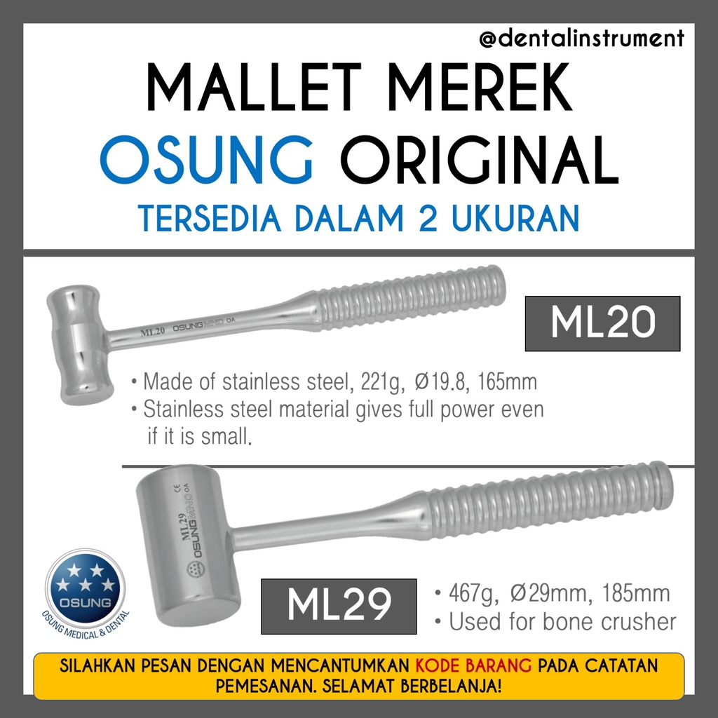 Jual Dental Bone Mallet Tipe Replaceable / Non-Replaceable Merek Osung ...