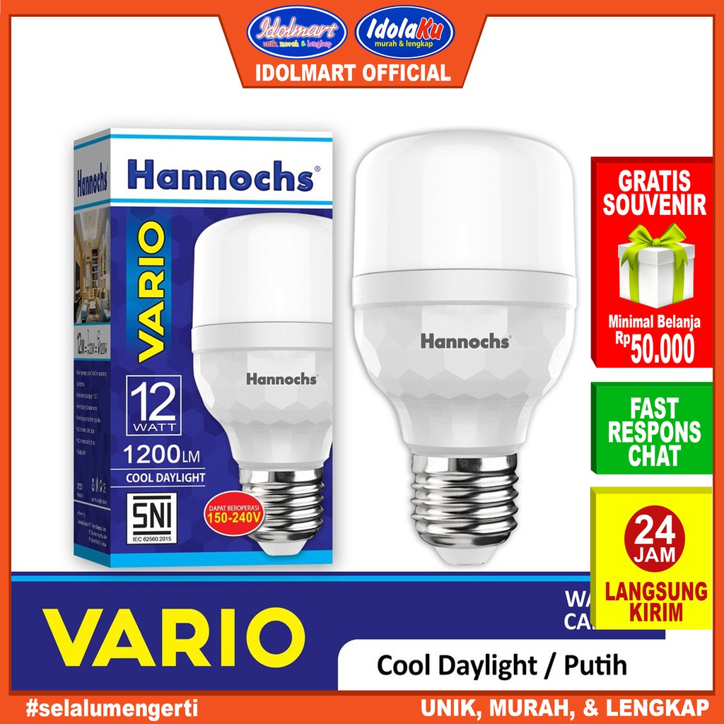 Jual IDOLMART Hannochs Lampu LED Vario 12 Watt Cahaya Putih lampu Hemat ...