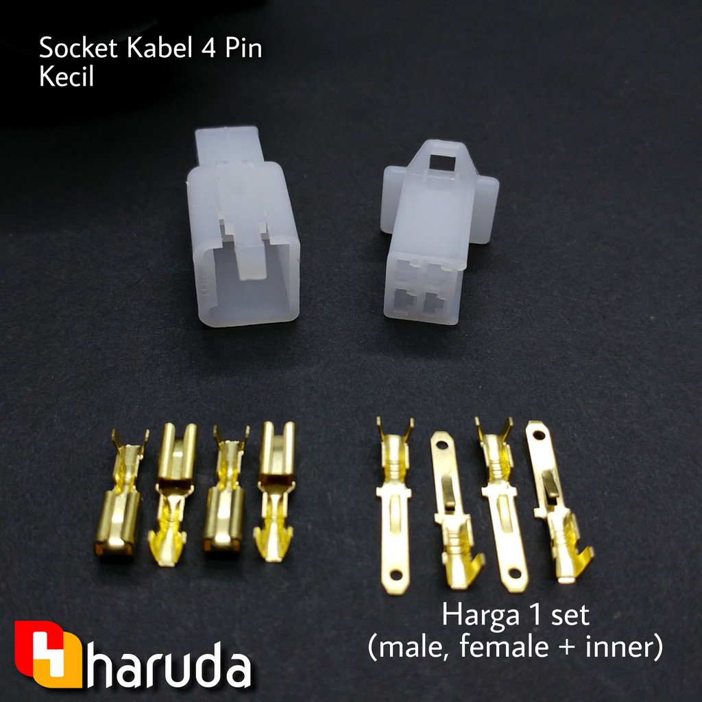 Jual Soket Konektor Motor Socket Skun Kecil 4 PIN Male Female + Inner ...