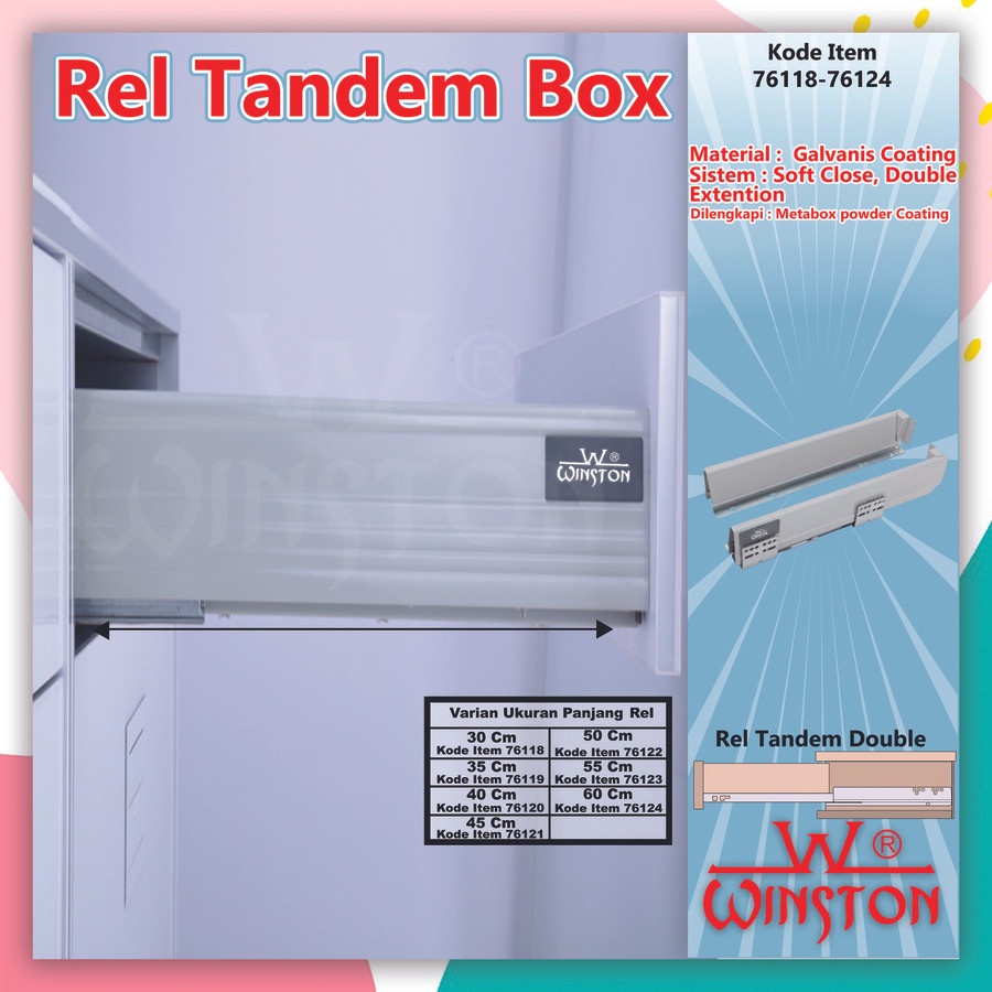 Jual Rel / Rail Laci TANDEM BOX WINSTON 30 CM Soft Close Double Track ...