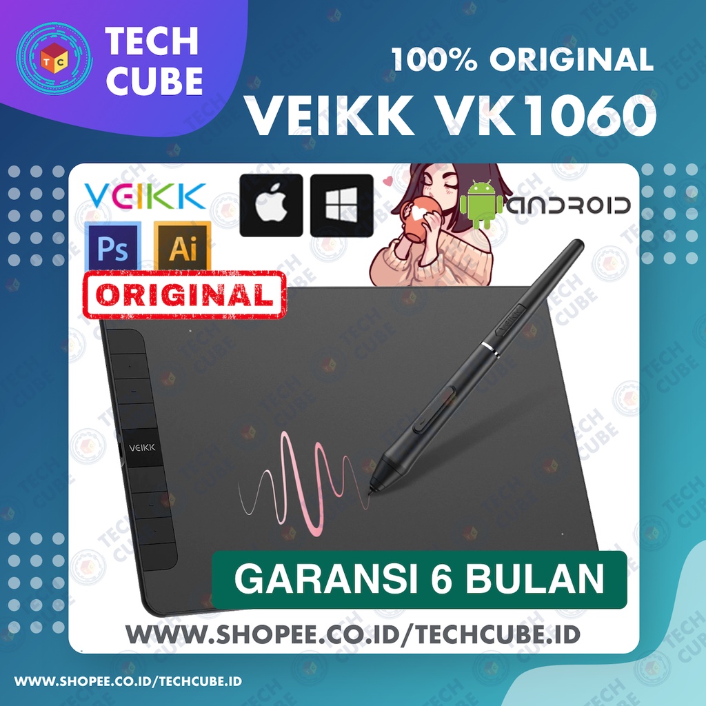 Jual VEIKK VK1060 Digital Graphic Drawing Pen Tablet OSU Alt S640 A30 ...