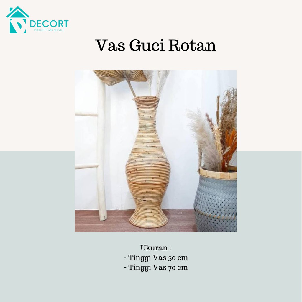 Jual Guci Rotan | Vas Bunga Berbahan Rotan Alami | 50 cm dan 70 cm ...