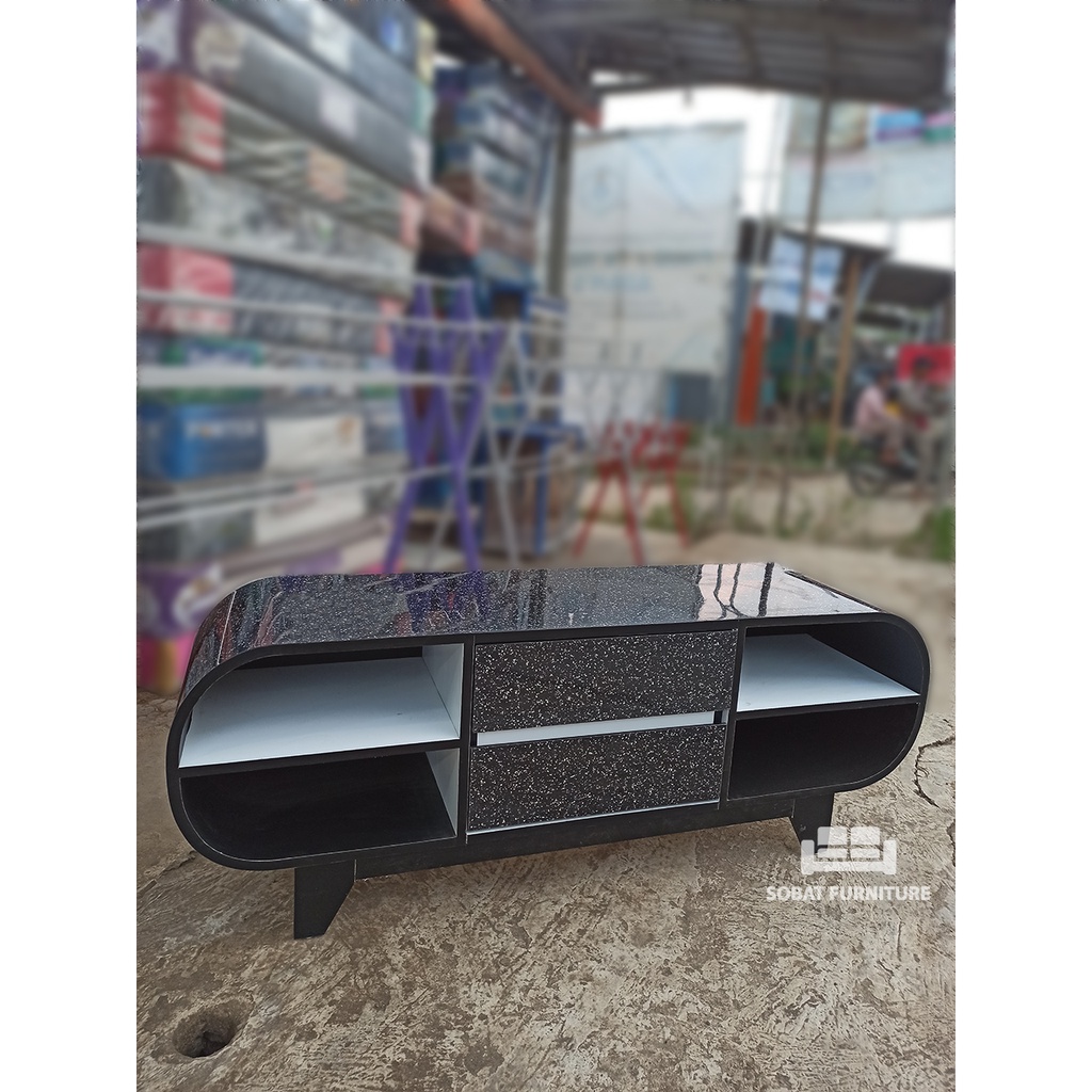 Jual Diswar Meja TV Minimalis Motif Granit HPL 150 Hitam | Shopee Indonesia