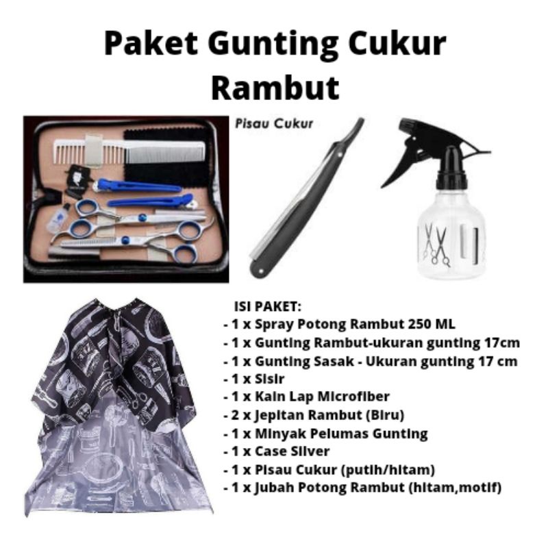 Jual SET ALAT GUNTING POTONG RAMBUT SALON BARBERSHOP | Shopee Indonesia