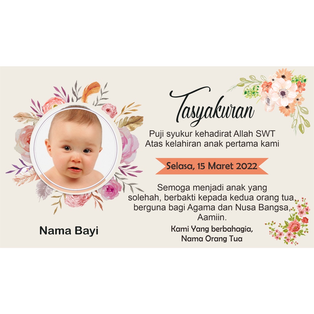 Jual kartu syukuran aqiqah bayi anak estetik stiker | Shopee Indonesia