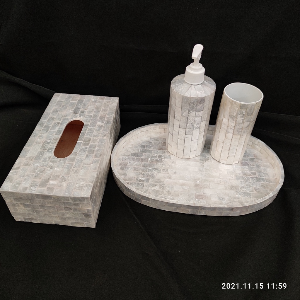 Jual set shell tray tempat tisu kerang shell tissue holder dispenser ...