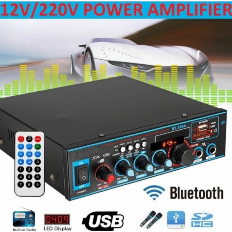 Jual Amplifier Bluetooth USB Stereo 2 Channel 800 Watt BLACK-3R ...