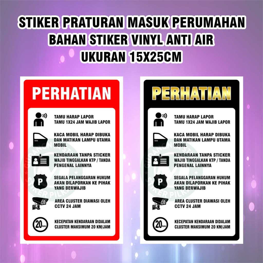 Jual STIKER VINYL PERATURAN MASUK PERUMAHAN / KANTOR ( SATUAN ...