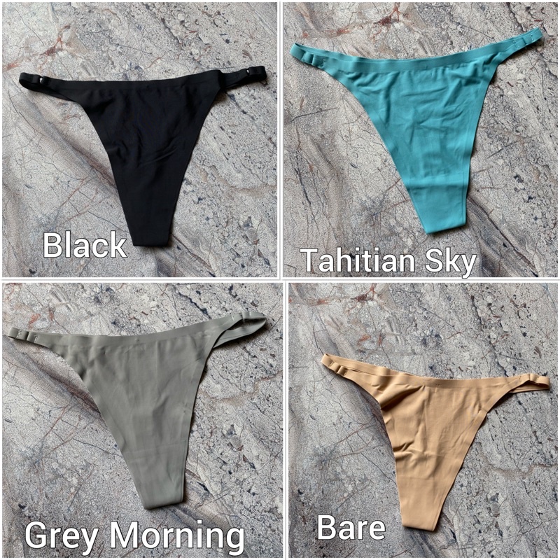 Jual SEAMFREE Solid Invisible Raw Cut Seamless Cheeky G-string No Line ...