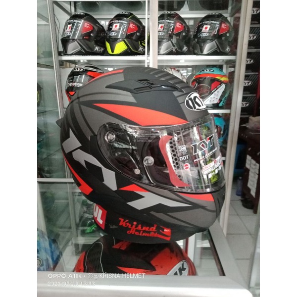 Jual Helm Full Face KYT FALCON FR RADIANT BLACK MATT/RED FLOU | Shopee ...