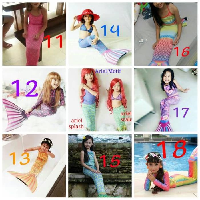 Jual Kostum Mermaid Set/Baju Renang Putri Duyung Size M 5-7Th/16-22Kg | Shopee Indonesia