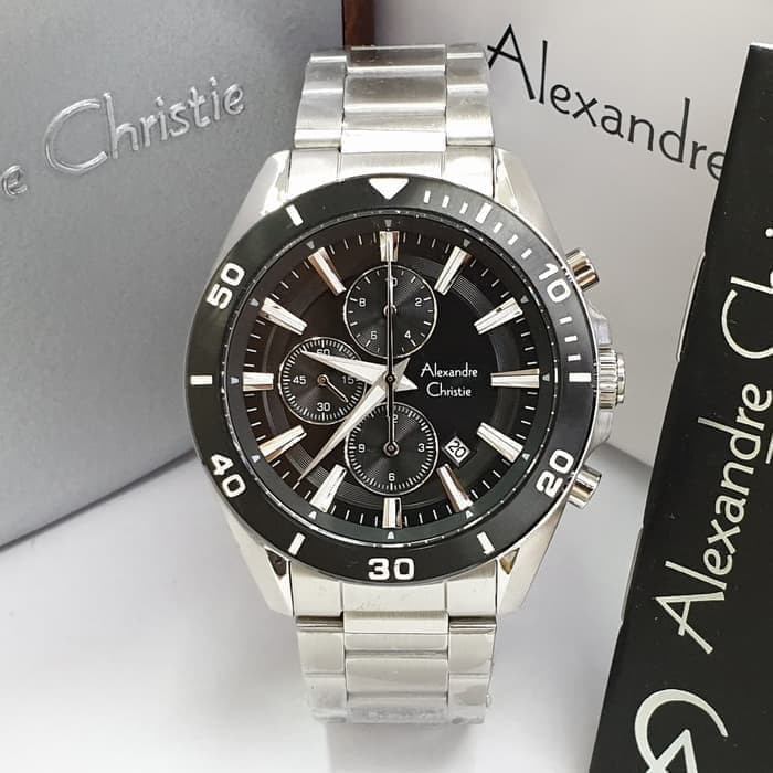 Jual JAM ALEXANDRE CHRISTIE AC 6525 PRIA SILVER RING BLACK SPORTY ...