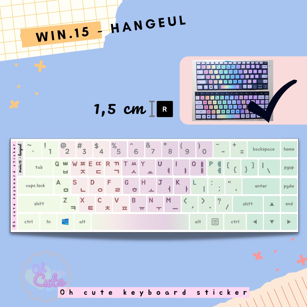 Jual LN Korean Hangul Keyboard Sticker for Windows Pastel Aesthetic ...