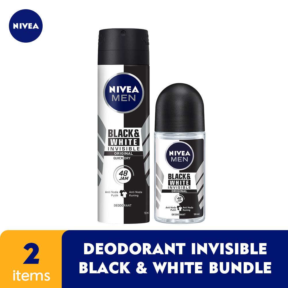 Jual NIVEA Men Deodorant Invisible Black & White Spray + RollOn 50ml | Shopee Indonesia