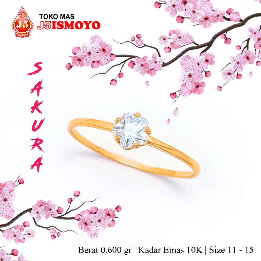 Jual Cincin Emas 10K Model Batu Sakura Simple dan Elegan J5 Ismoyo ...