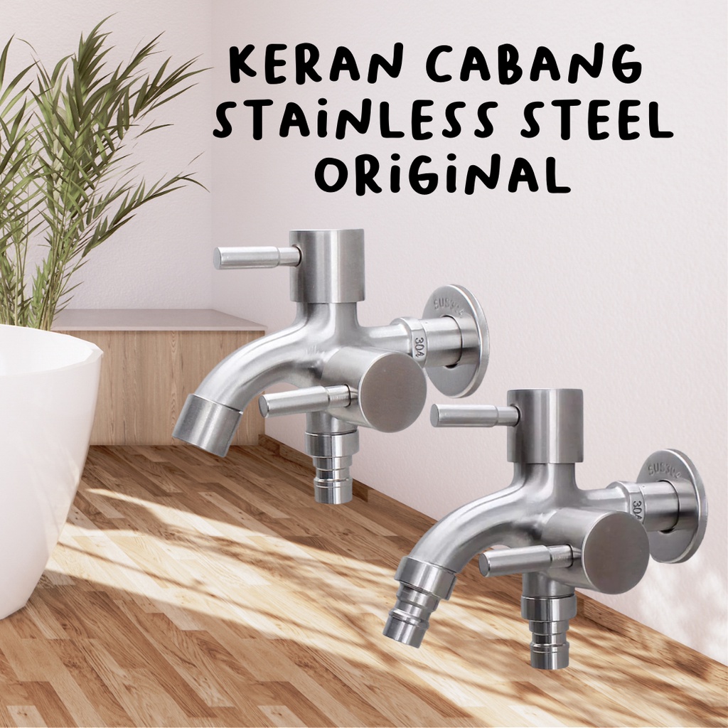 Jual Kran Cabang stainless sus 304 / kran shower dingin / kran mesin cuci double | Shopee Indonesia