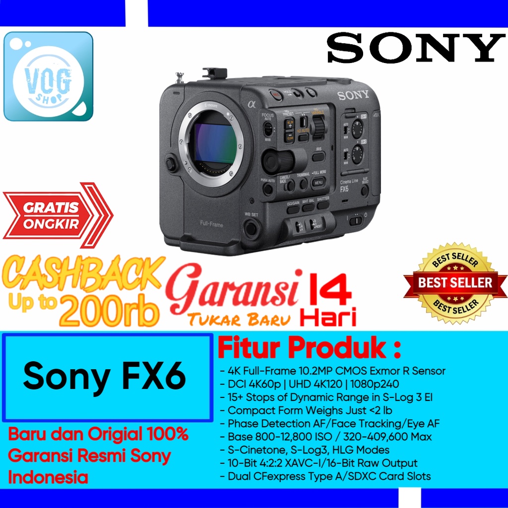 Jual Sony FX6 4K Full-Frame Cinema Camera Body only - Sony PXW FX6 | Shopee Indonesia