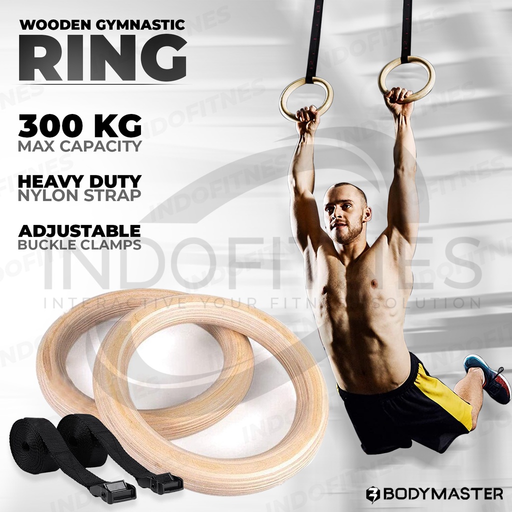 Jual BODYMASTER Gymnastic Ring BM-M089 Gym Fitness Wood Crossfit Pull ...
