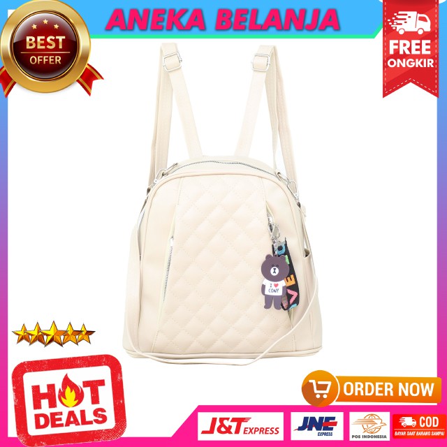 Jual Tas Ransel Jinjing Cewek Saniza Warna Cream Model Terbaru Kekinian ...