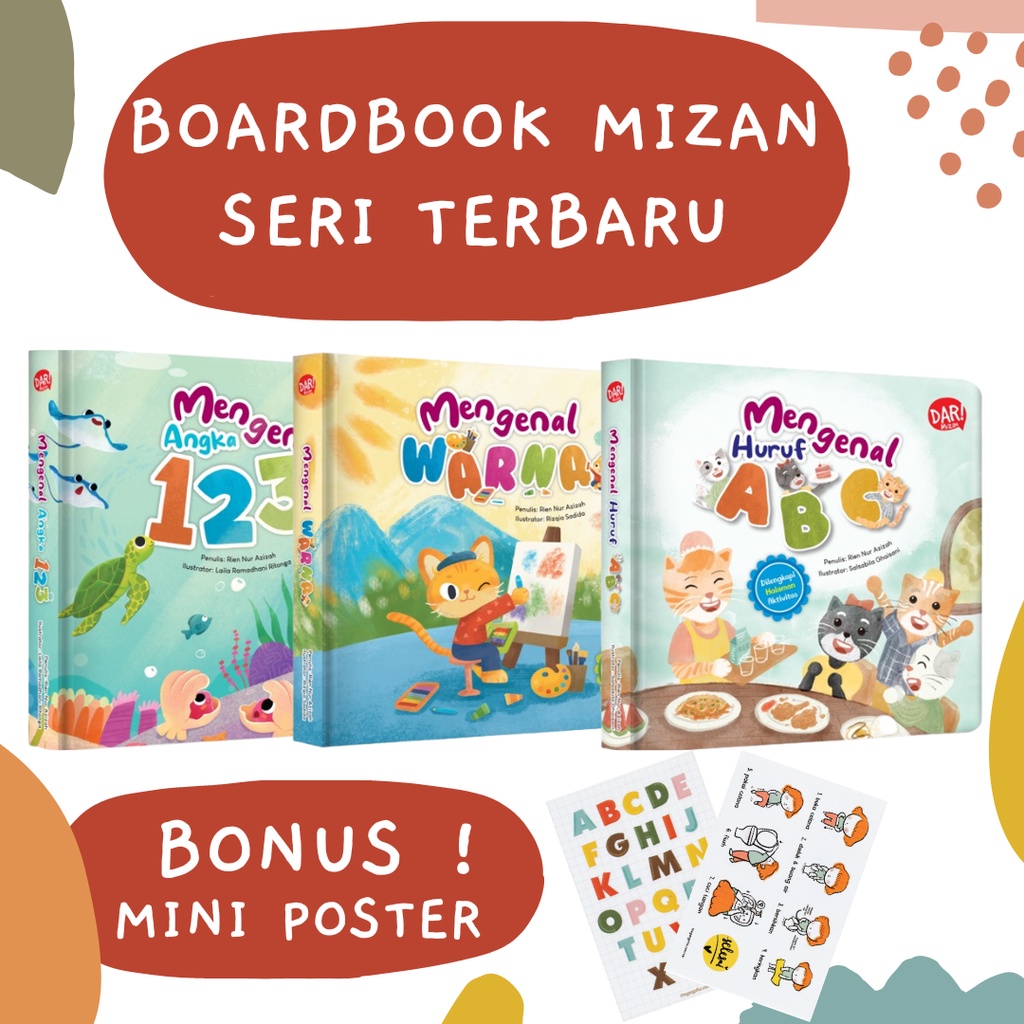 Jual Boardbook Mizan - Seri Mengenal Angka 123 , Mengenal Huruf ABC ...