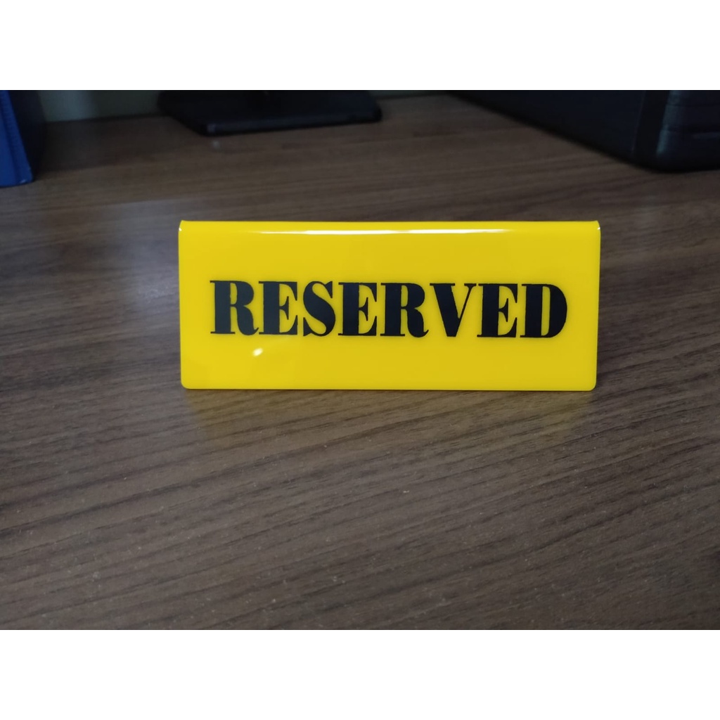 Jual Papan Meja Reserved Akrilik / Acrylic Reserved Sign / Kartu Nama ...