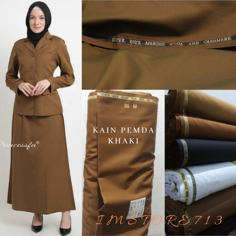 Jual Kain khaki pns premium bahan kain seragam pemda dinas PNS ASN PDH semiwool | Shopee Indonesia