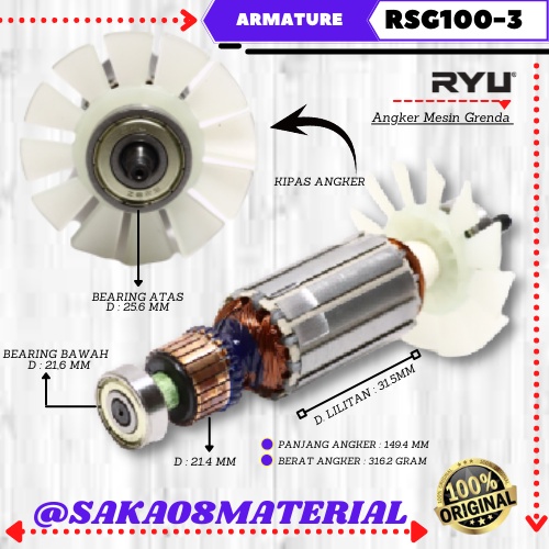 Jual Armature Angker Mesin Grinda 4'' RSG100 3 Original Terbaru Angker ...