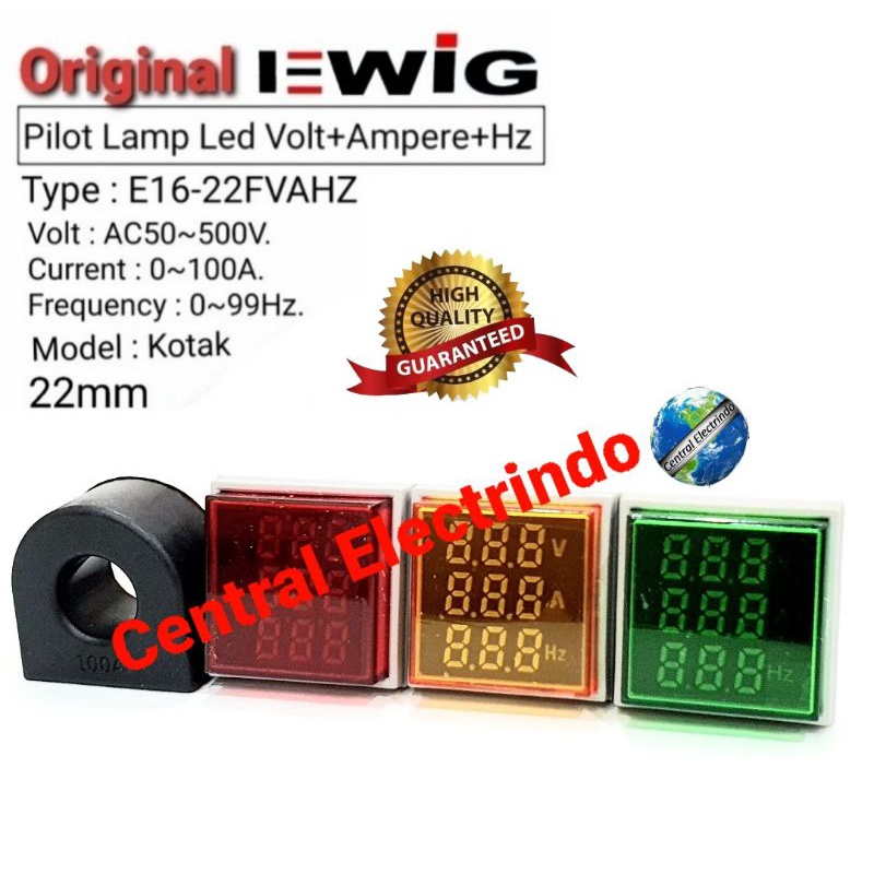 Jual Pilot Lamp LED EWIG Volt+Ampere+HZ Indikator 22mm | Shopee Indonesia