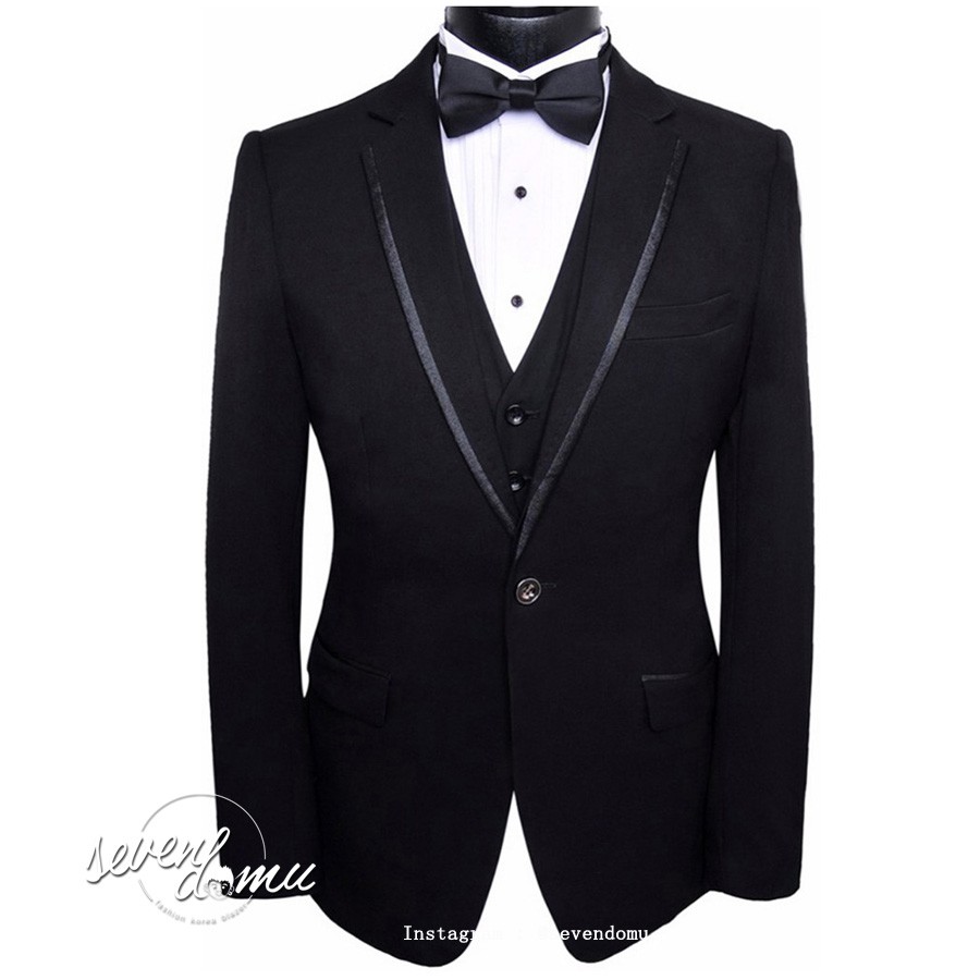 Jual Jas Pria, Jas Cowok, Jas Nikah Hitam Formal List Satin Elegan ...