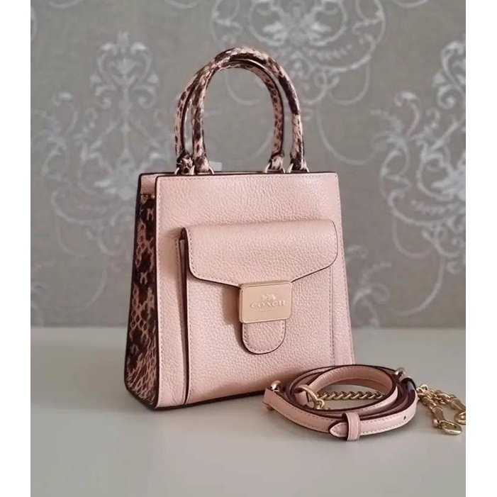 Jual Coach Mini Pepper satchel Emboss Snake Shell Pink | Shopee Indonesia