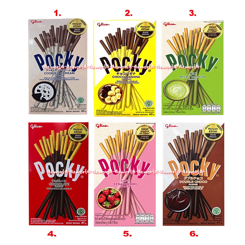 Jual Glico Pocky Biskuit Stick Rasa Cookies Cream Choco Banana Matcga ...