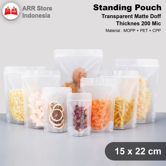 Jual Standing Pouch Transparan matte doff Kemasan Plastik Klip | Shopee ...