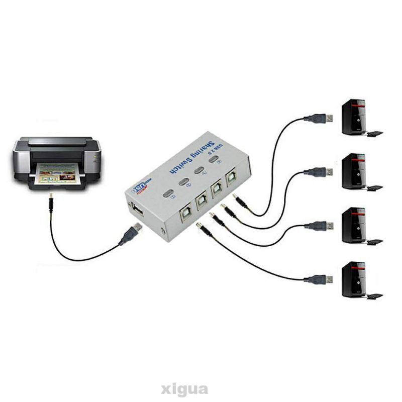 Jual USB AUTO SWITCH PRINTER 4 PORT NYK Usb Sharing printer Penghubung Dari 4 Komputer Ke ...