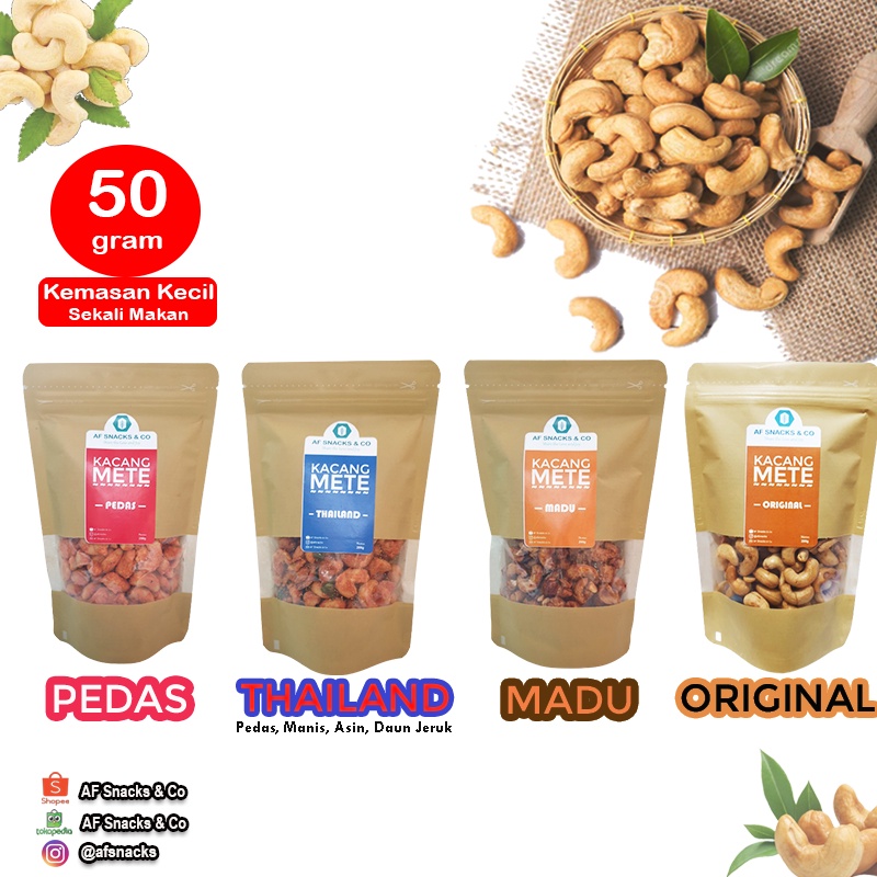 Jual Kacang Mete Kecil 50gr Banyak Varian Rasa Kacang Mede Madu, Pedas ...