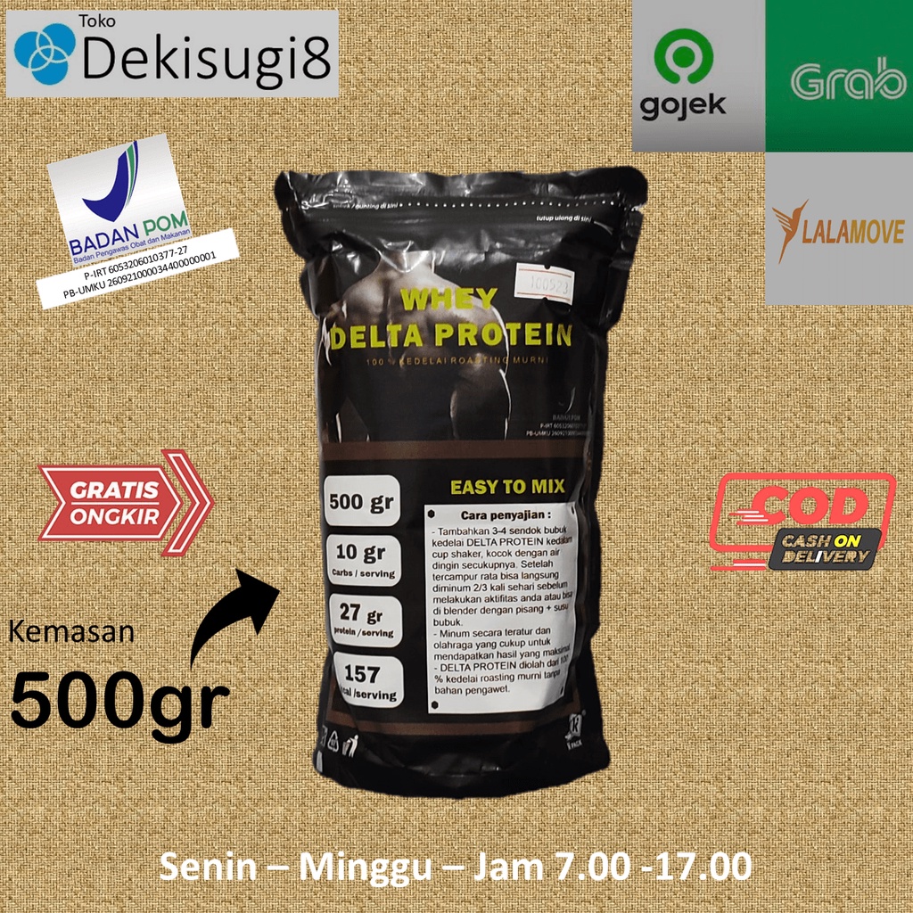 Jual WHEY PROTEIN DELTA PROTEIN BUBUK KEDELAI PROTEIN 500 gram | Shopee ...