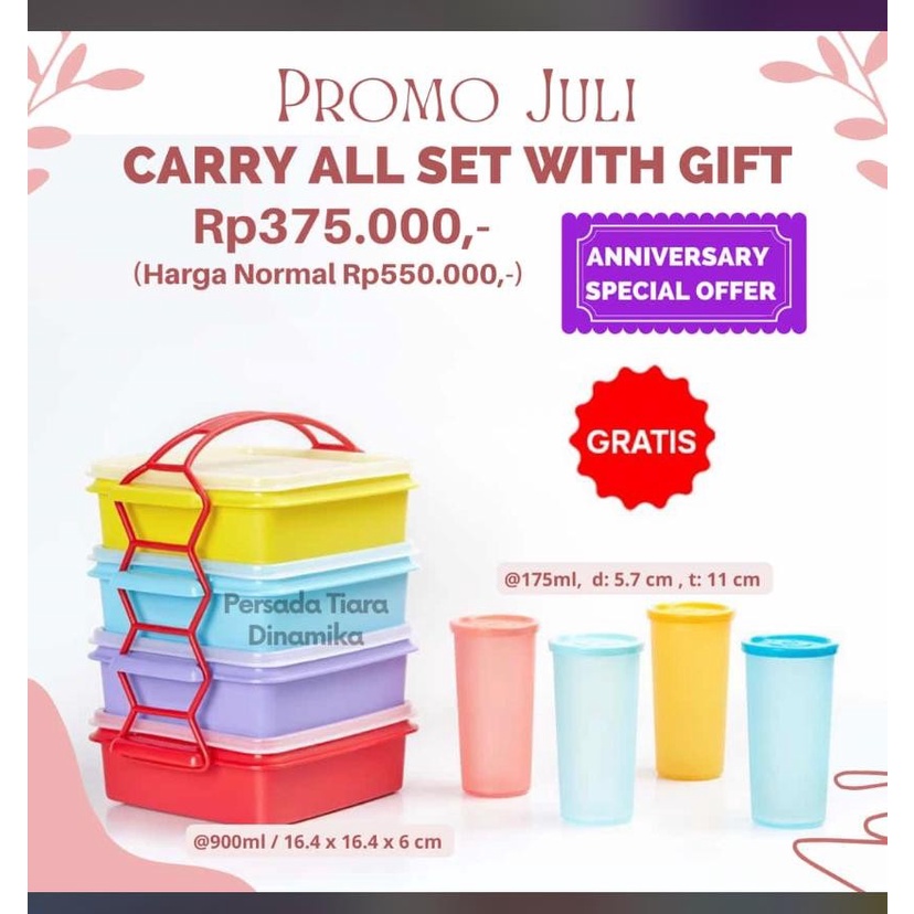 Jual TUPPERWARE CARRY ALL SET - RANTANG SUSUN - GRATIS 4 TUMBLER 175ML ...