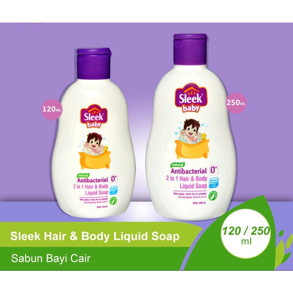 Jual Sleek Baby Antibacterial 2 in 1 Hair & Body Liquid Soap Botol ...